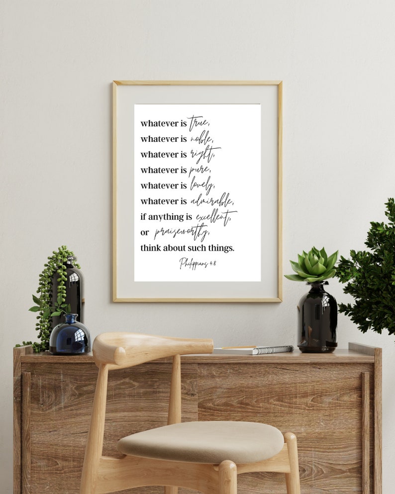 Philippians 4:8, Whatever is True, Bible Verse Wall Art Print, Modern ...