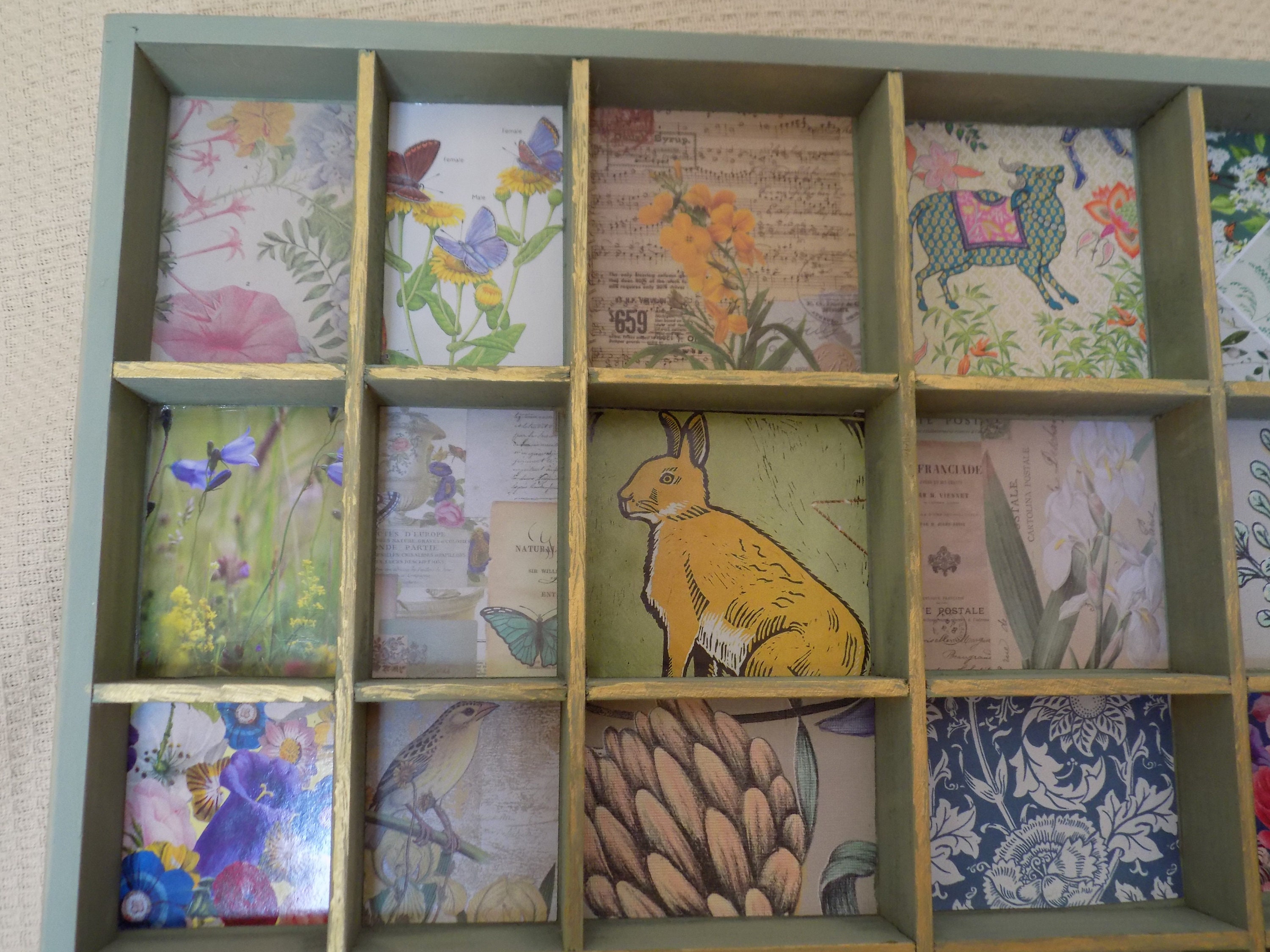 Curios Shelf Unit, Decoupage Painted Nik Nak Shelf Wall Ornament - Etsy UK