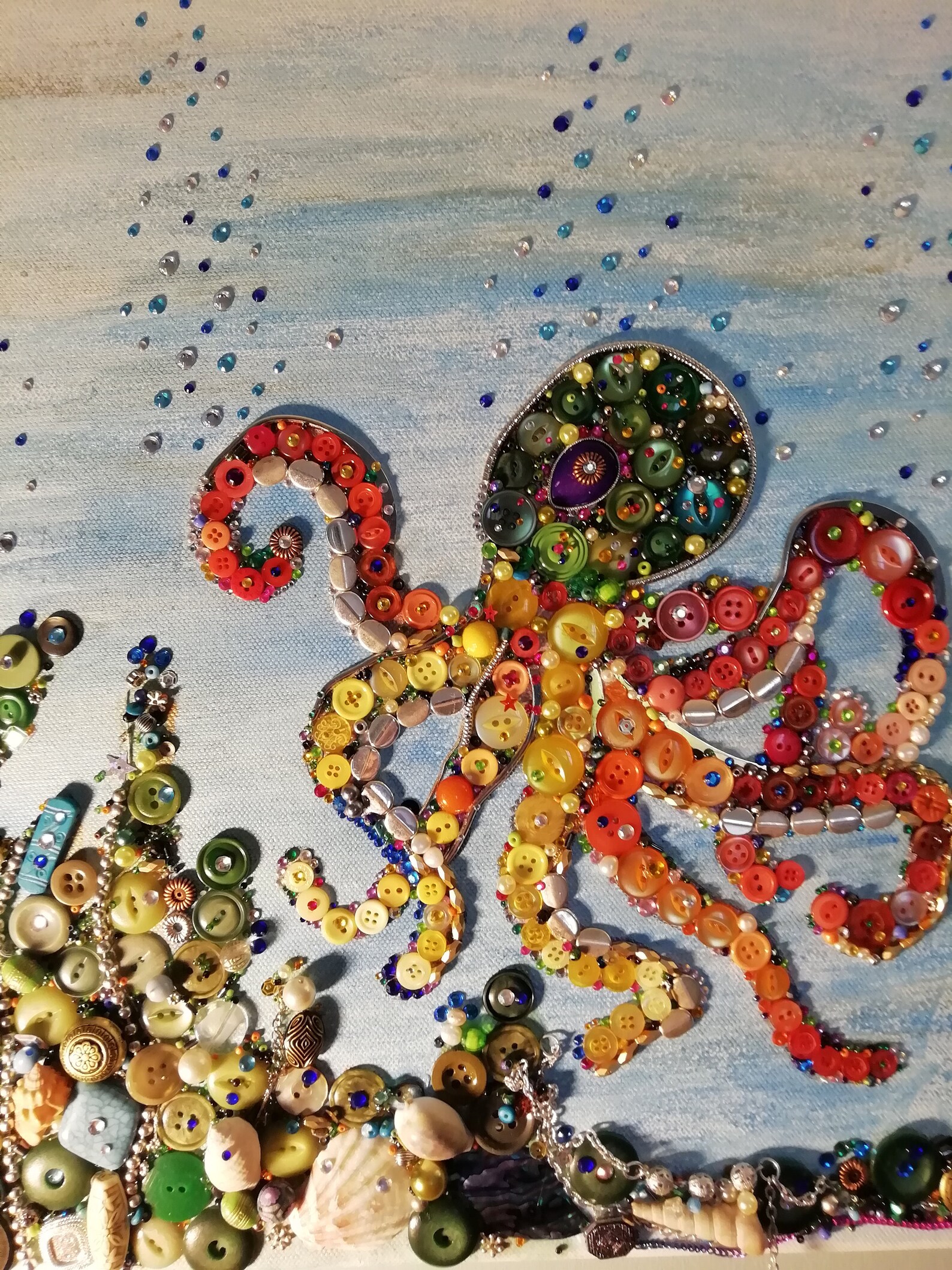 Octopus Underwater Picture Art Buttons Beads Jewellery Colourful ...