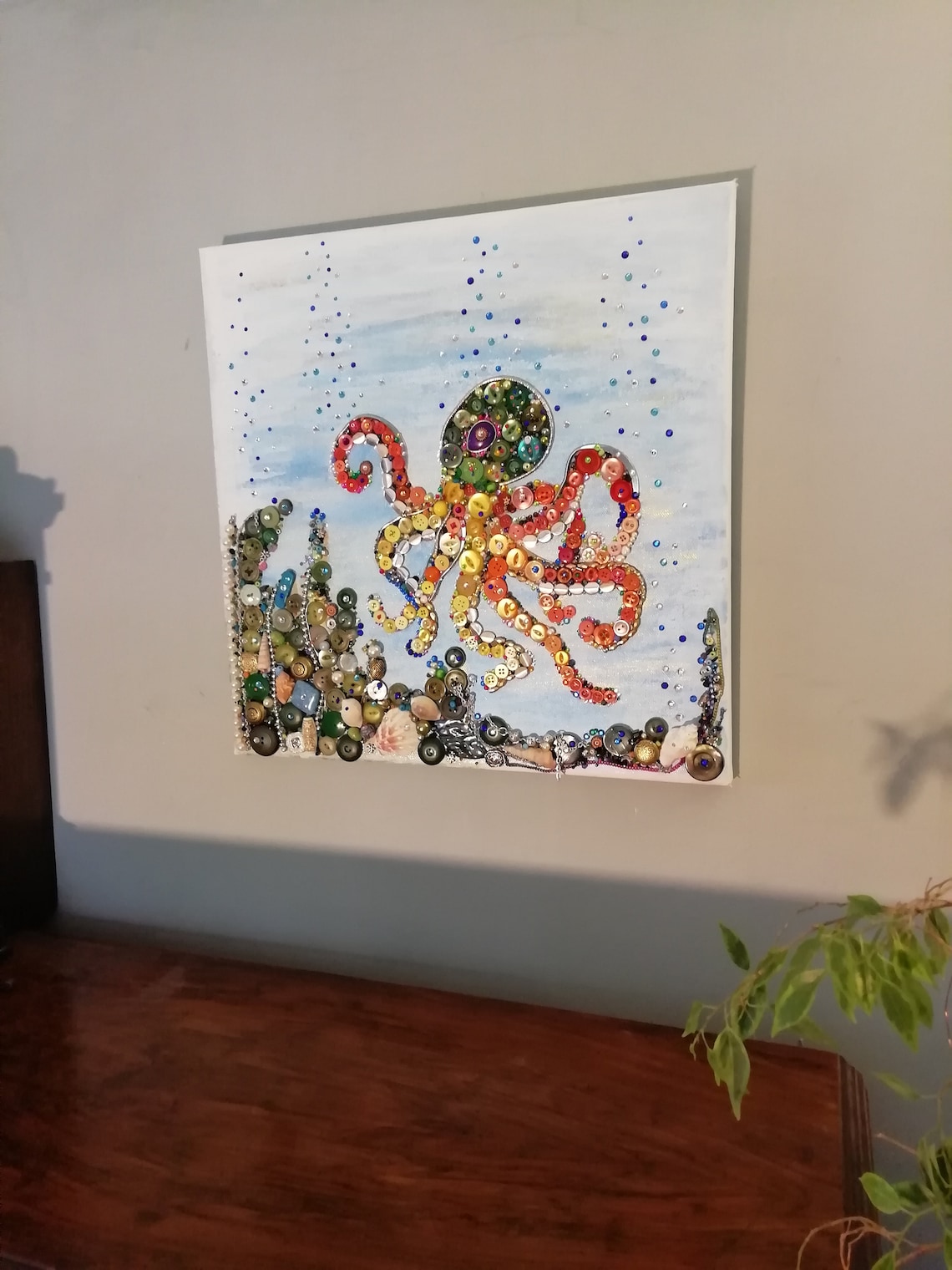 Octopus Underwater Picture Art Buttons Beads Jewellery Colourful ...