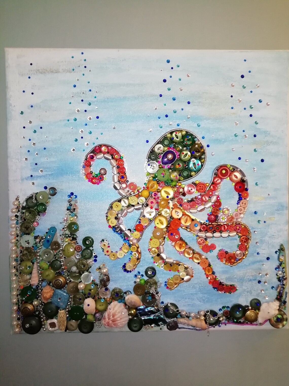 Octopus Underwater Picture Art Buttons Beads Jewellery Colourful ...