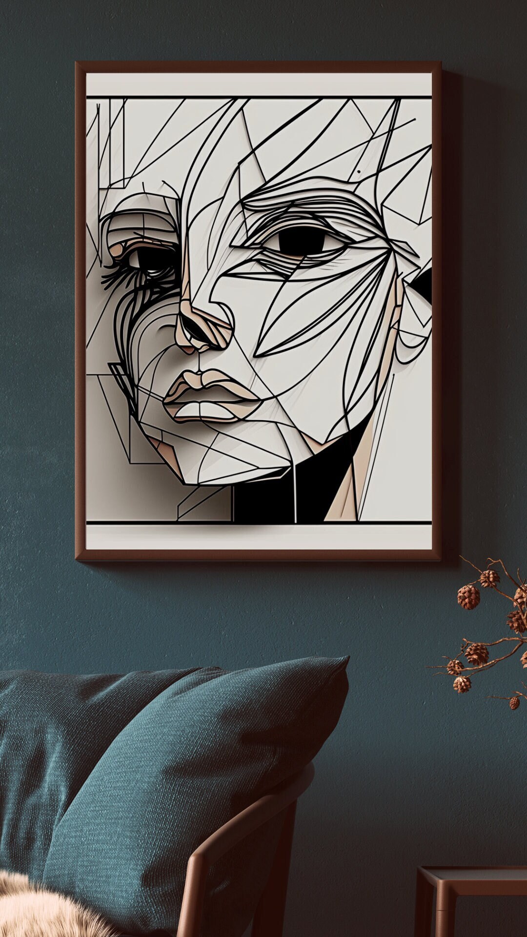 Aesthetic Abstract Line Art Face Print: Modern Minimalist Design - Etsy