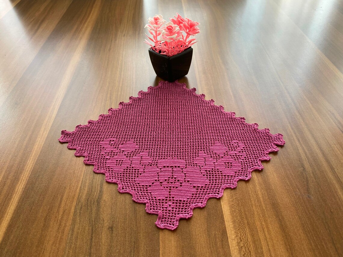 Hand Knitted Lace Coffee Table or Tablecloth With Cotton Rope - Etsy