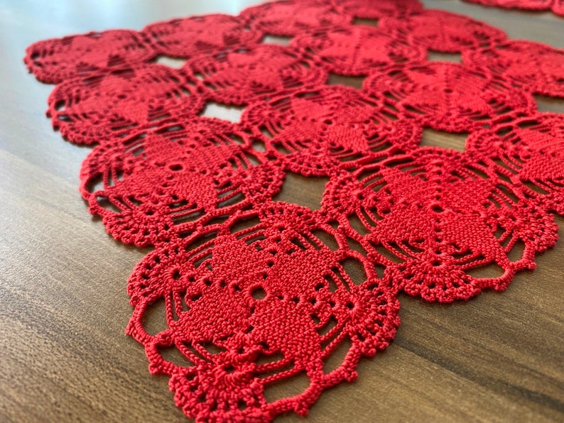 Set of Hand Knitted Lace Coffee Table or Tablecloth With - Etsy