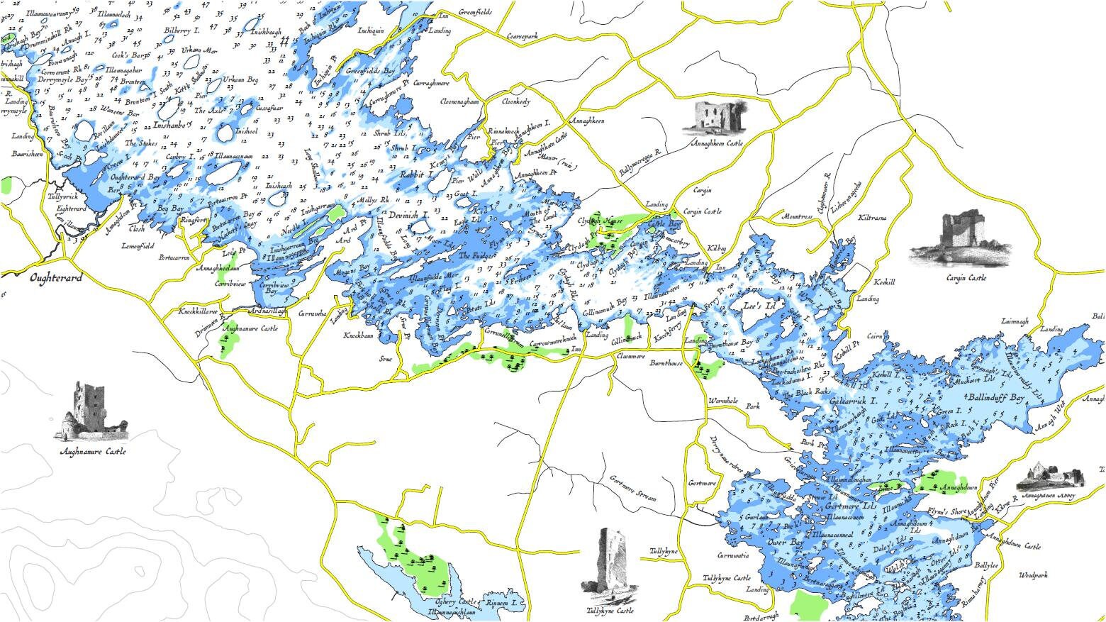 Ireland Map Lough Corrib Antique Wallchart | Etsy