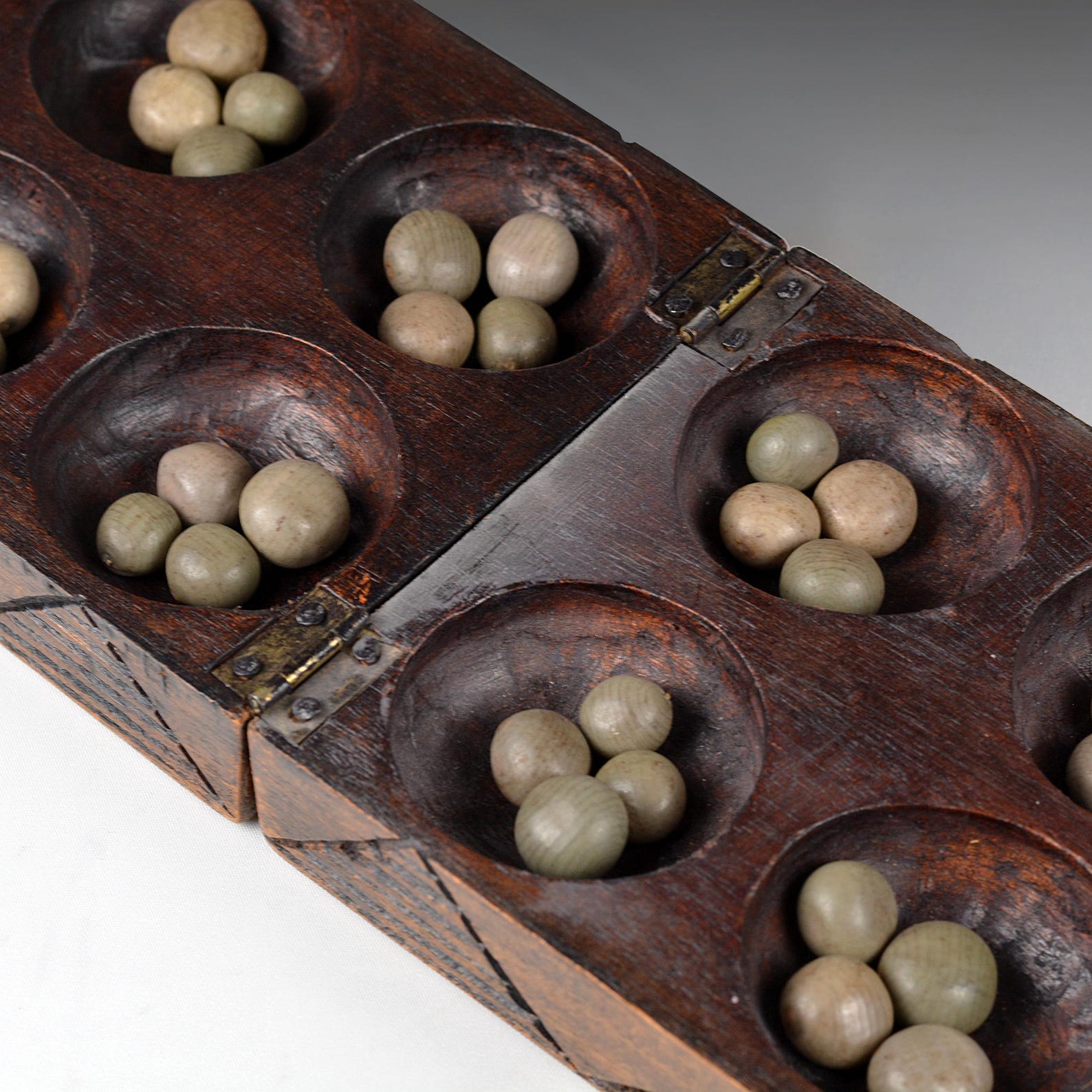 Vintage Hand Carved African Oware Game Board With Nicker Beans (18"/45 ...