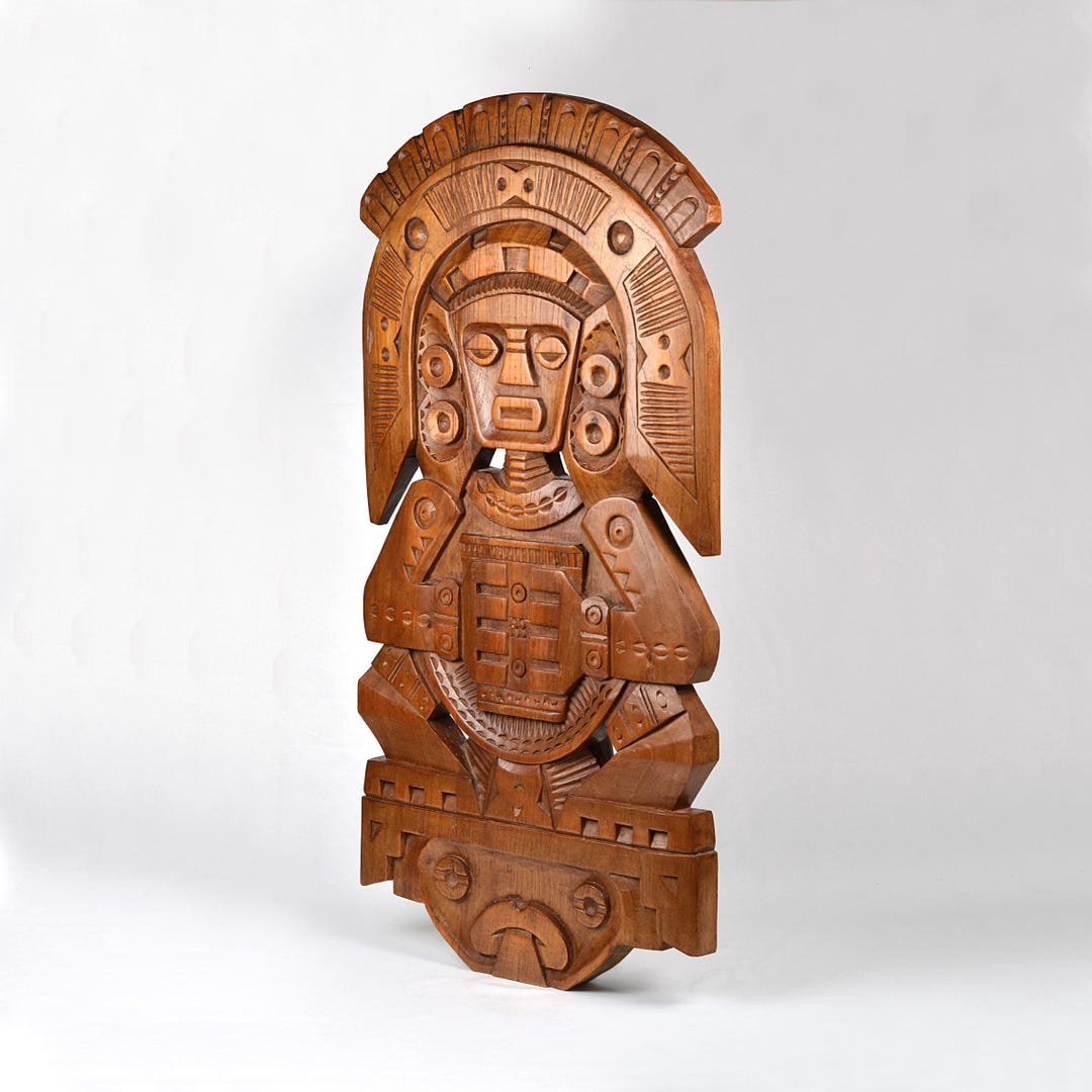 Large Vintage Native South American Inca/tiwanaku Hand Carved Wooden ...