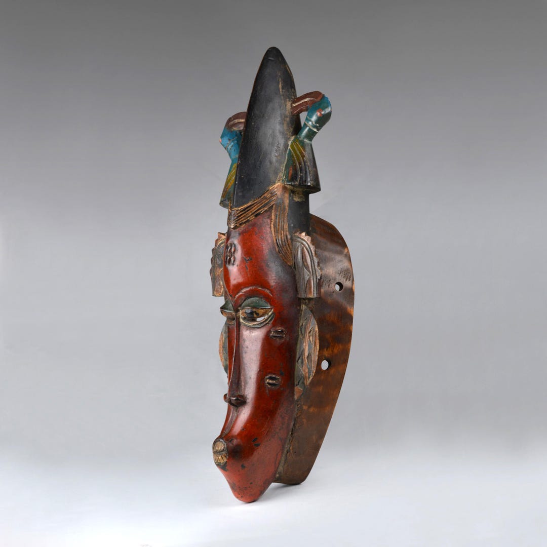 Vintage Baule Tribe Mask: West African Akan Handcrafted Wood Ritual Art ...
