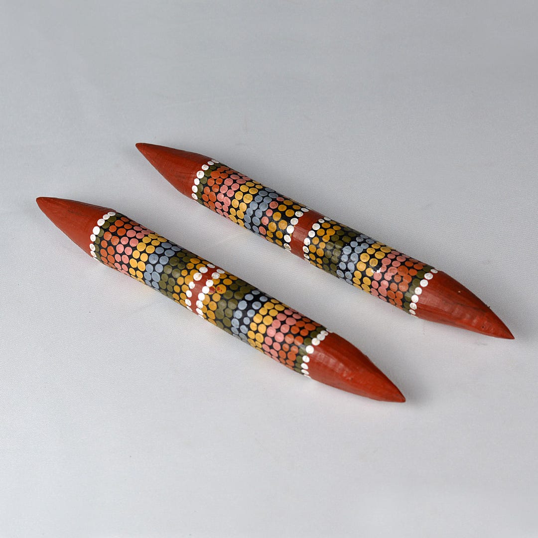 Vintage Aboriginal Australian Tribal Art Hand Painted Dot Art Hardwood ...