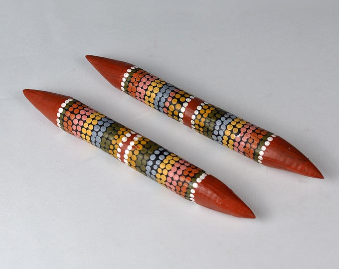 Vintage Aboriginal Australian Tribal Art Hand Painted Dot Art Hardwood ...