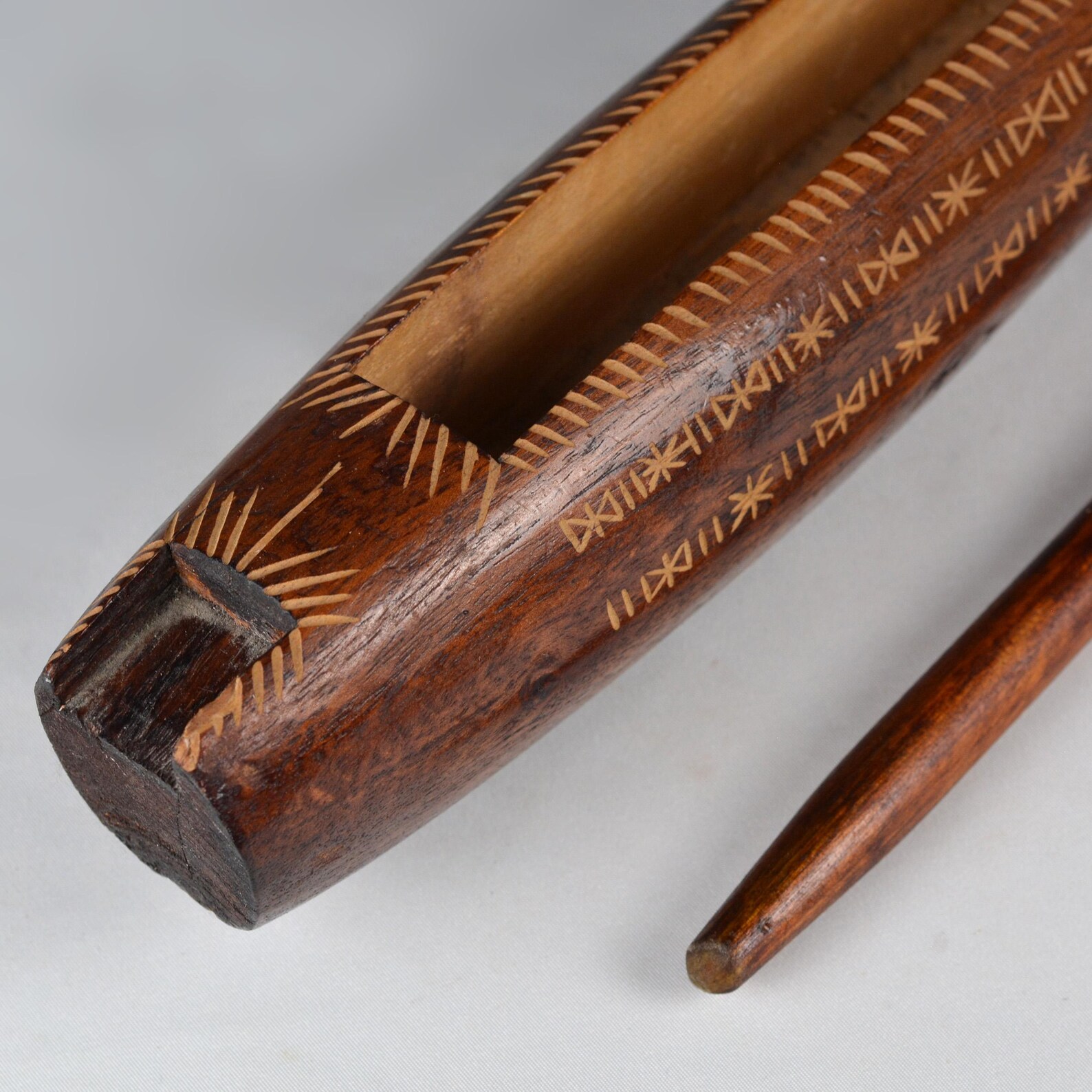 Hand Carved Wooden Fijian Slit Drum Lali, Vintage Melanesian Tribal Art ...