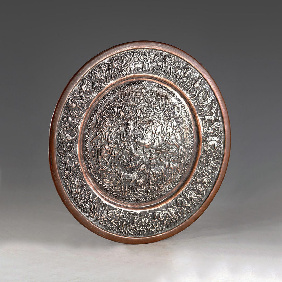 Vintage Hand Engraved Copper Plate: Middle Eastern Scene Wall Art (12 ...