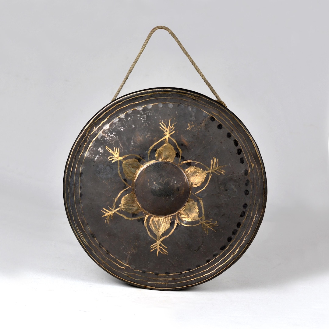 Vintage Thai Brass Classic Nipple Gong Hand Beaten Gong 9.1”/23.2cm ...