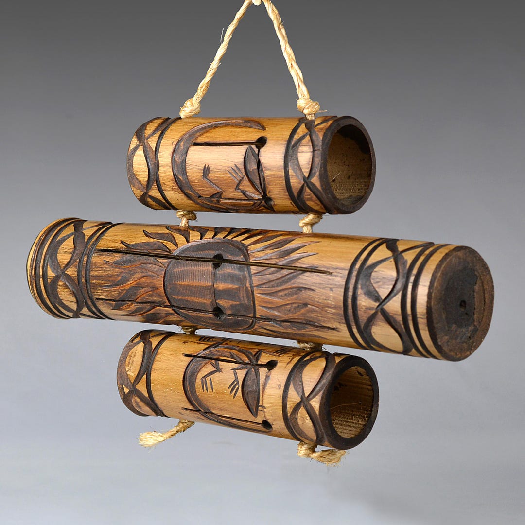 Vintage Bamboo Teponaztli Drum Slit Drum: Mesoamerican Folk Instrument ...