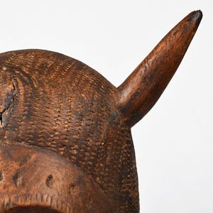 Very Old West African Hand Carved Horned Ceremonial Wood Tribal Mask ...