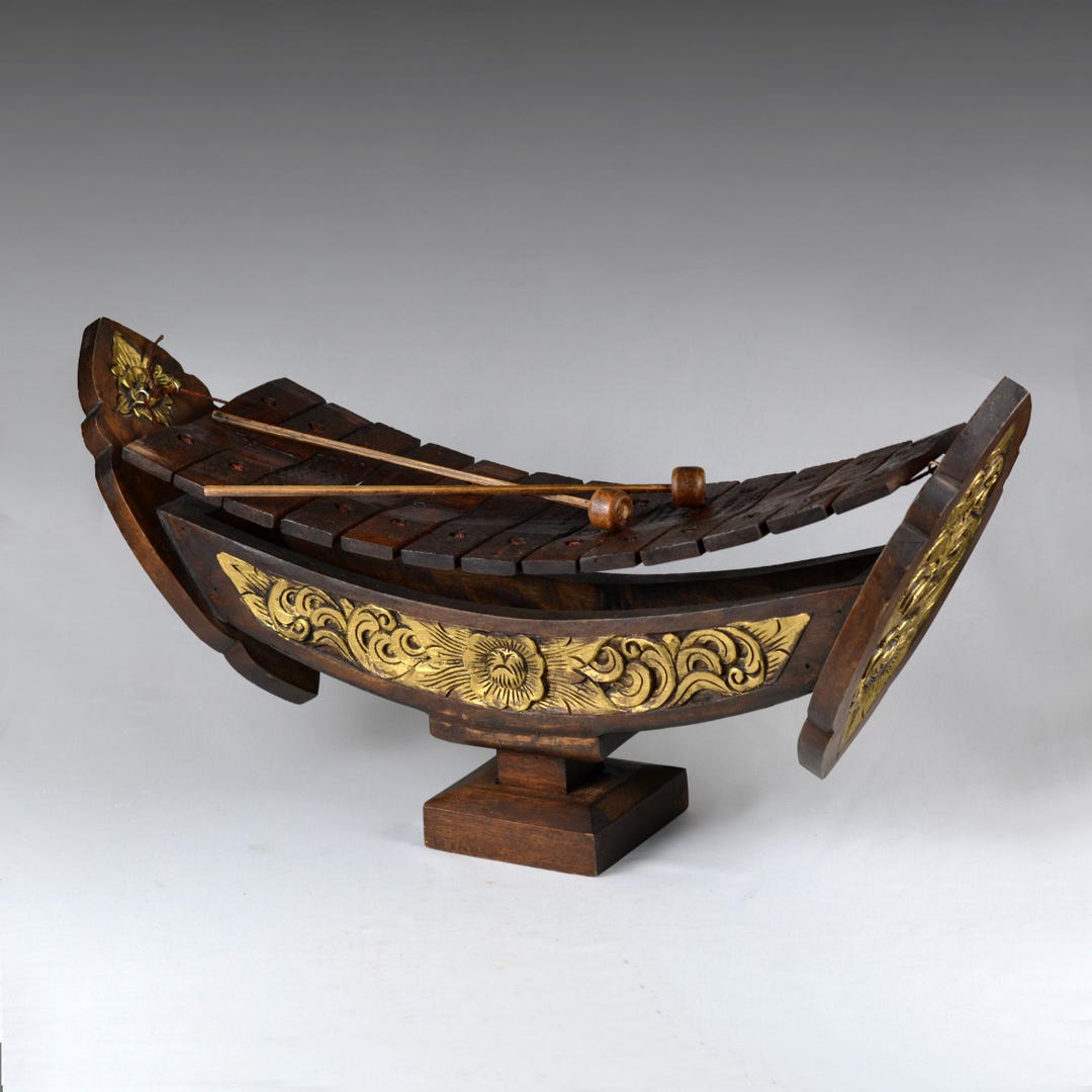 Large Vintage Handmade Thai Instrument Hardwood Xylophone/ranat With 2 ...