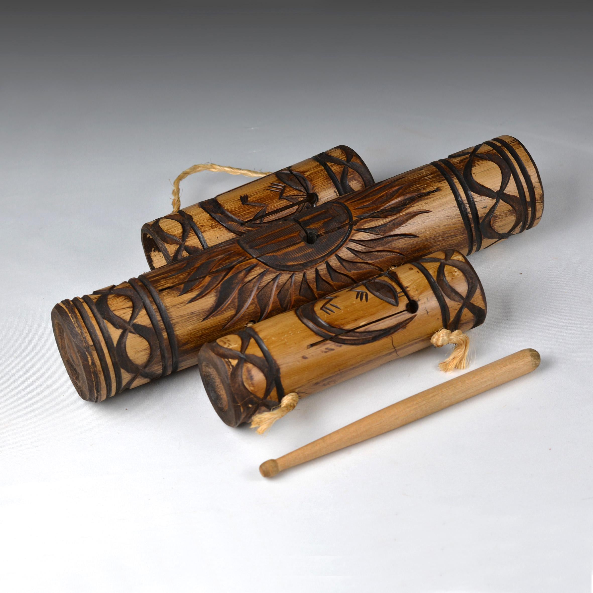 Vintage Bamboo Teponaztli Drum Slit Drum: Mesoamerican Folk Instrument ...