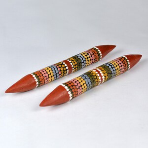 Vintage Aboriginal Australian Tribal Art Hand Painted Dot Art Hardwood ...