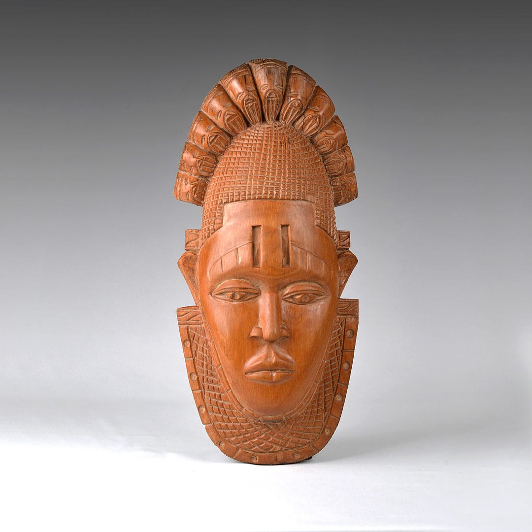 Vtg West African Benin Hardwood Festac Mask Representing Queen Idia ...