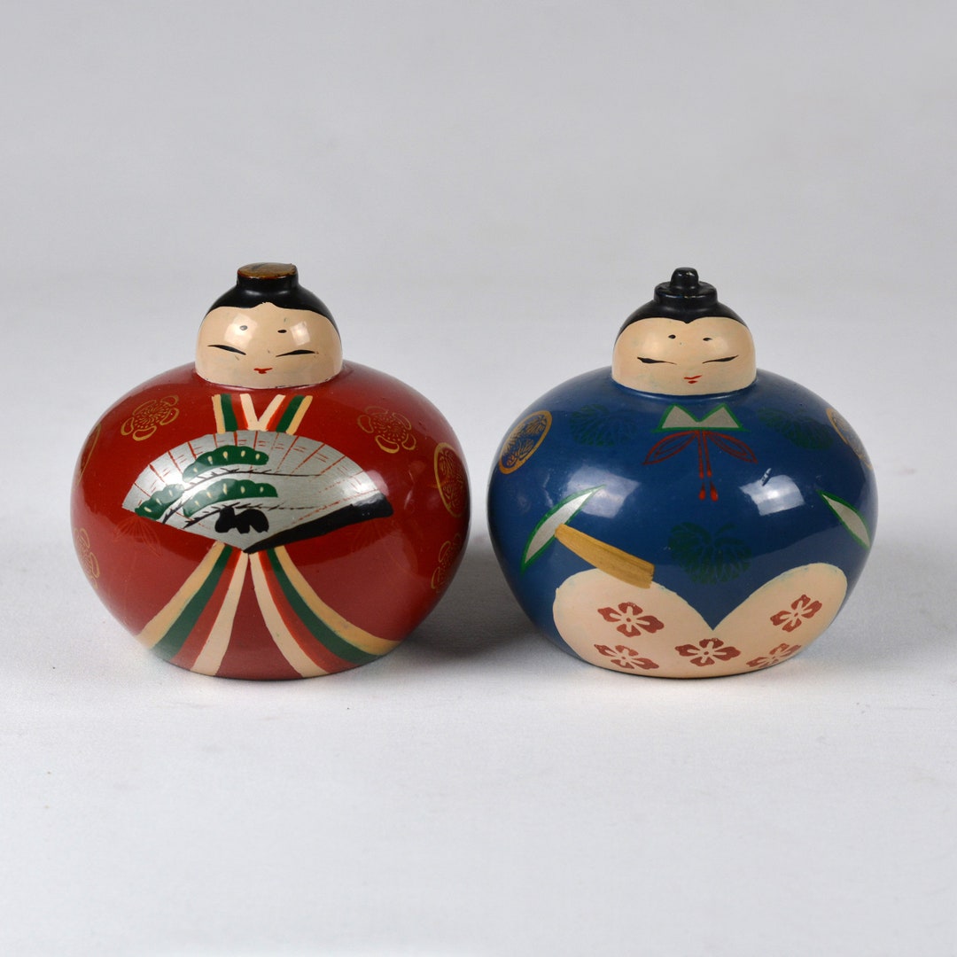 Pair of Japanese Kokeshi Wooden Art Dolls (N3367) - Etsy