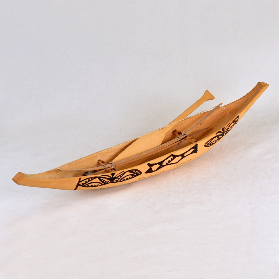 Vintage South American Indigenous Art Native Canoe Model With Oar/bow ...