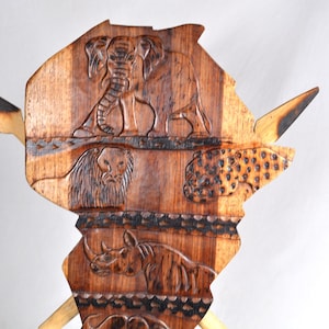 African Zimbabwe Wood Carving Art Wall Hanging Relief African Map With ...