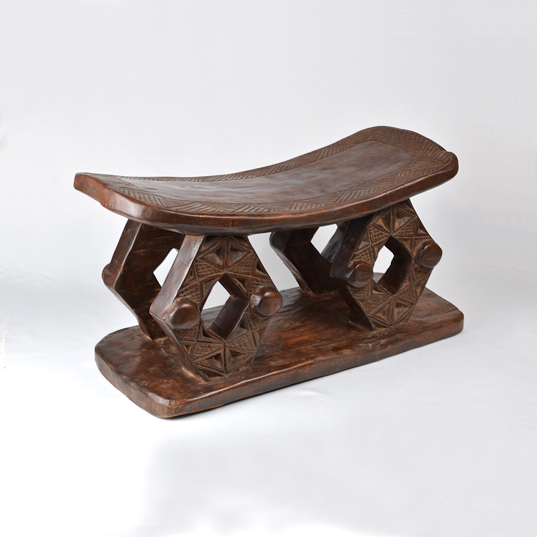 Rare Find Old West African Folk Art Hand Carved Wooden Stool Very Heavy ...