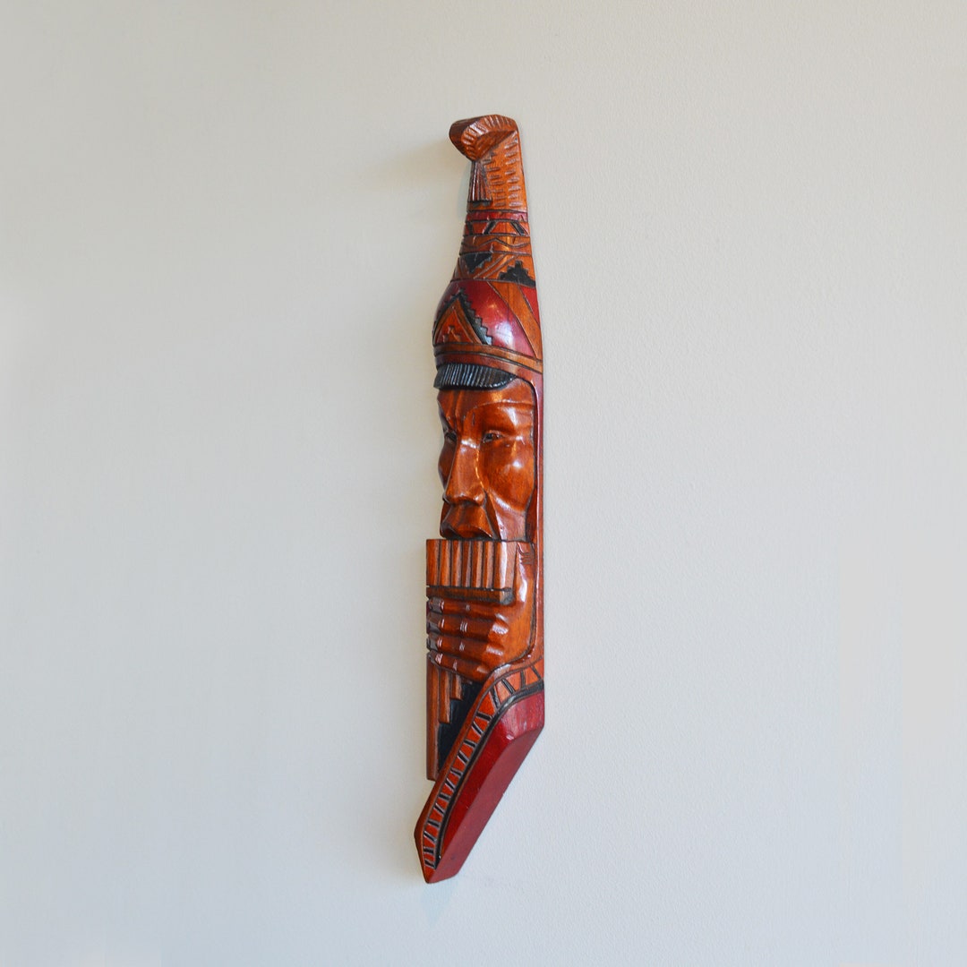 Vintage Inca Civilization Bolivian Folk Art Hand Carved Wood Sculpture ...