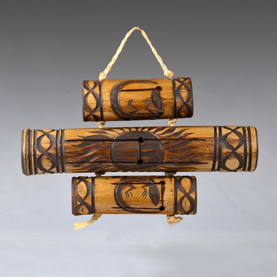 Vintage Bamboo Teponaztli Drum Slit Drum: Mesoamerican Folk Instrument ...