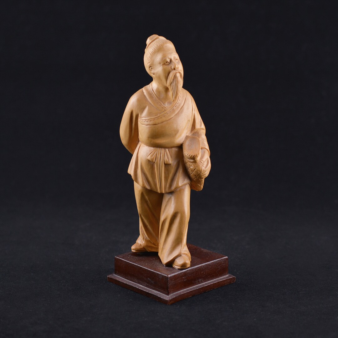 Small Vintage Chinese Art Hand Carved Boxwood Sculpture Ancient ...