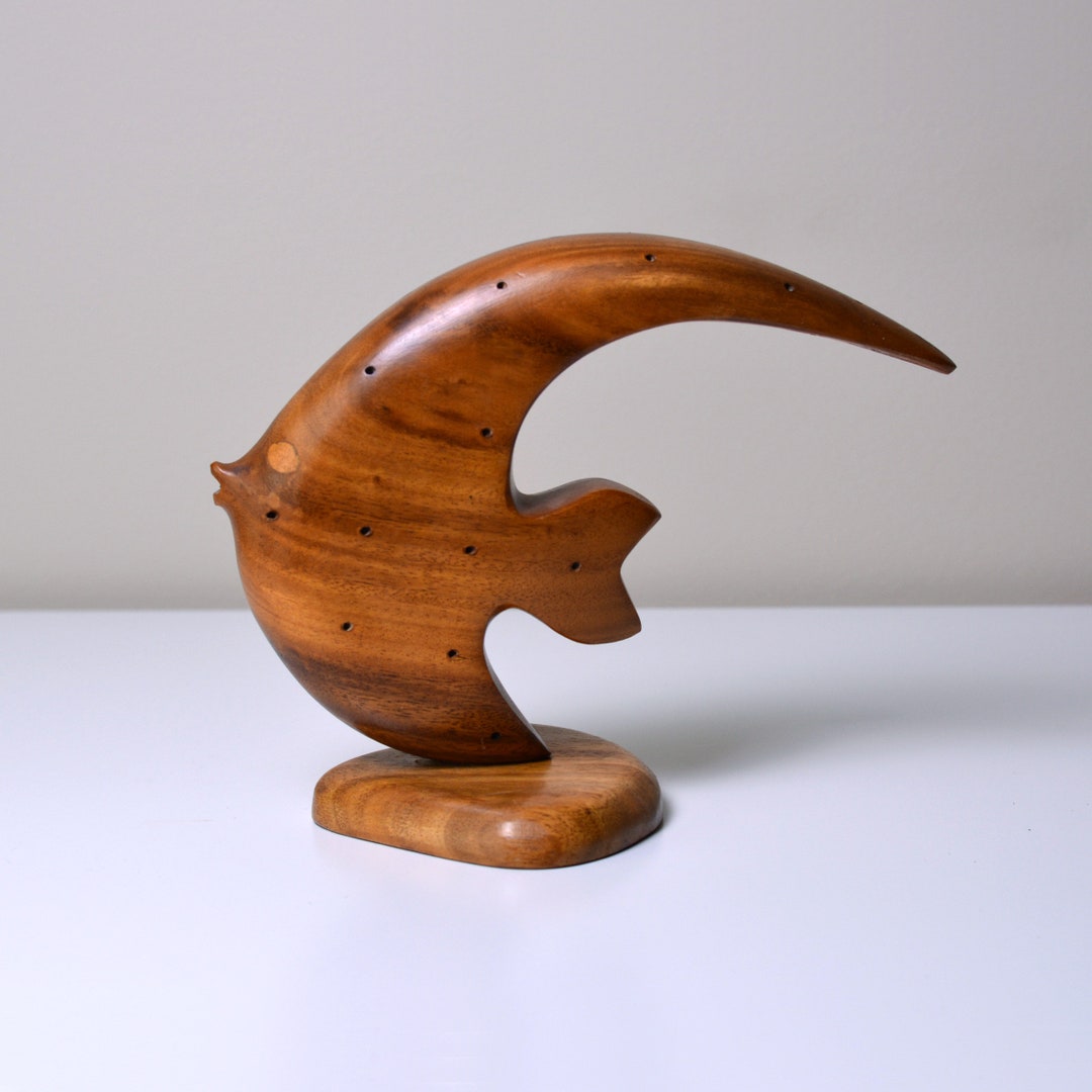 Vintage Tiki Bar Hand Carved Monkey Pod Wood Angelfish - Etsy