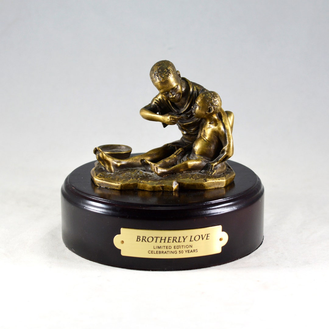 Heavy Vintage Limited Edition Cast Bronze Sculpture/statue Brotherly ...