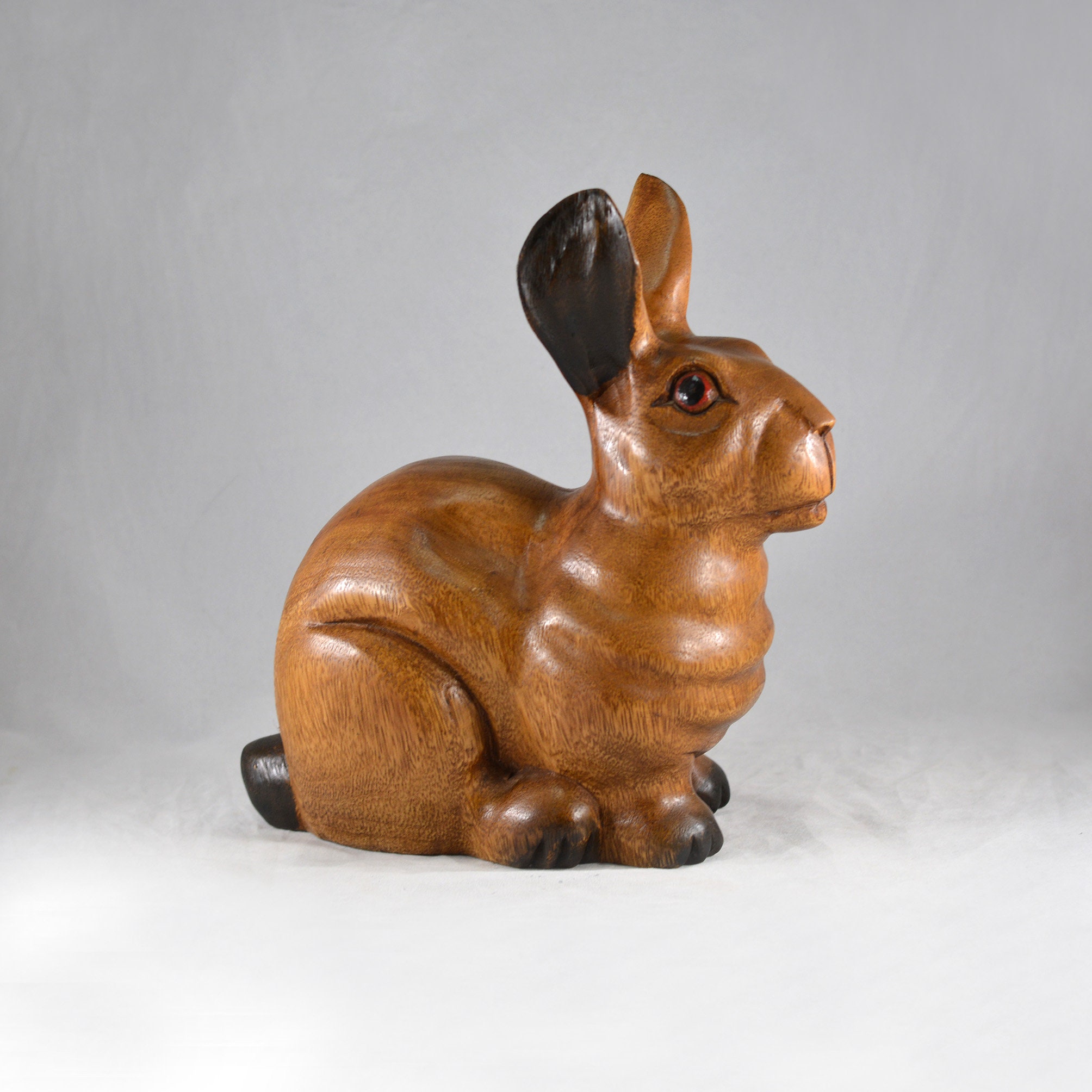 Hand-carved Suar Wood Rabbit Sculpture From Indonesian | Etsy