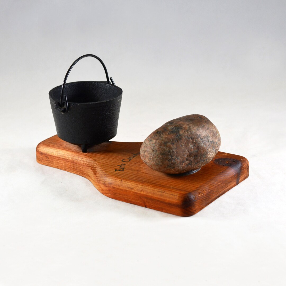 Vintage Canadian Folk Art Lighter, Forge Pot & Granite Striker - Etsy