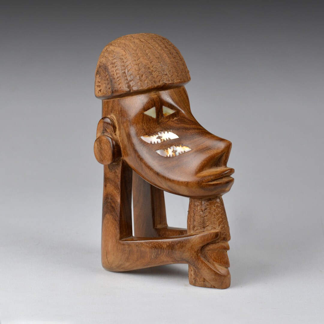 Vintage Hand-carved Solid Wood Figurehead Nguzu Nguzu, Solomon Islands ...