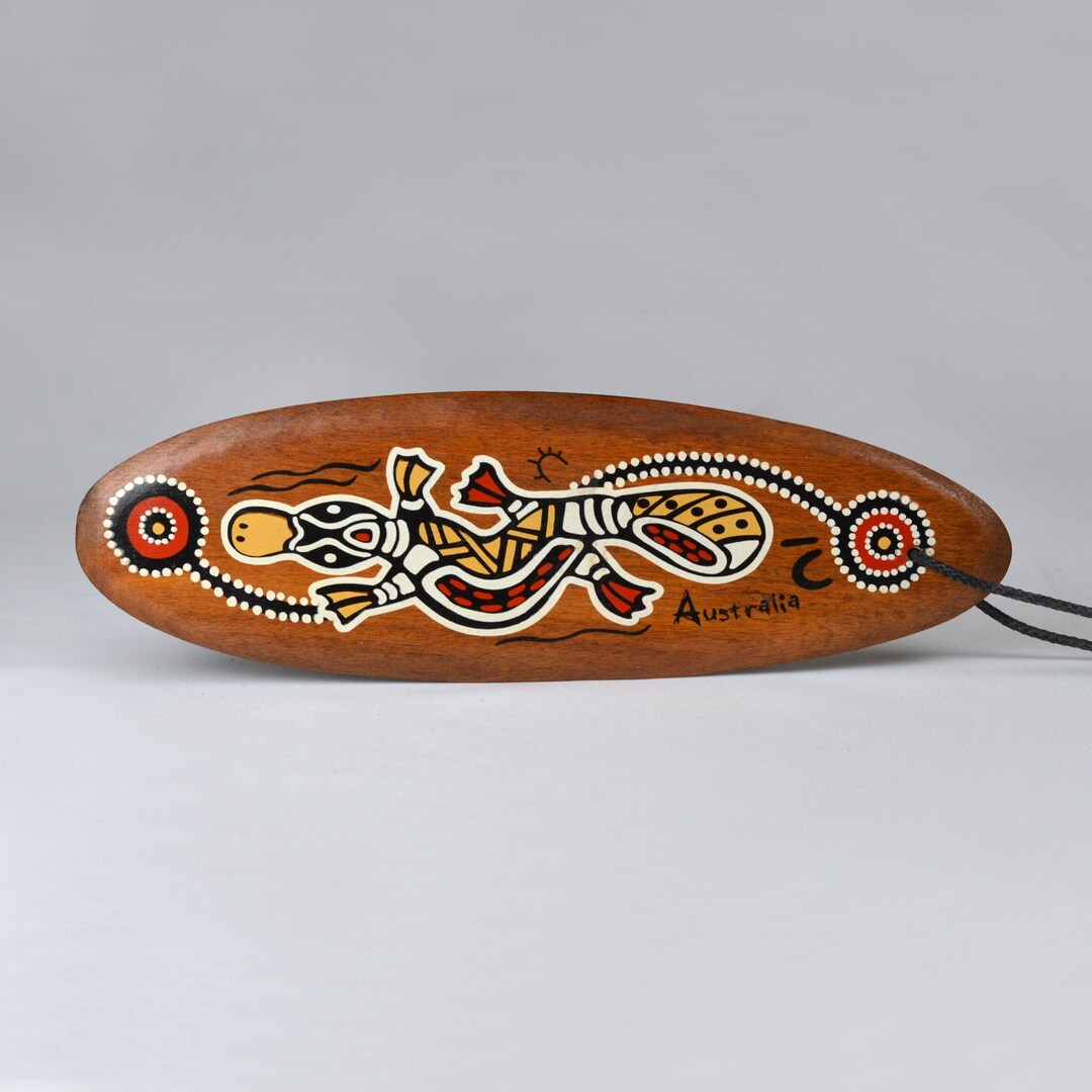 Vintage Australian Aboriginal Tribal Art Hand Painted Hardwood ...