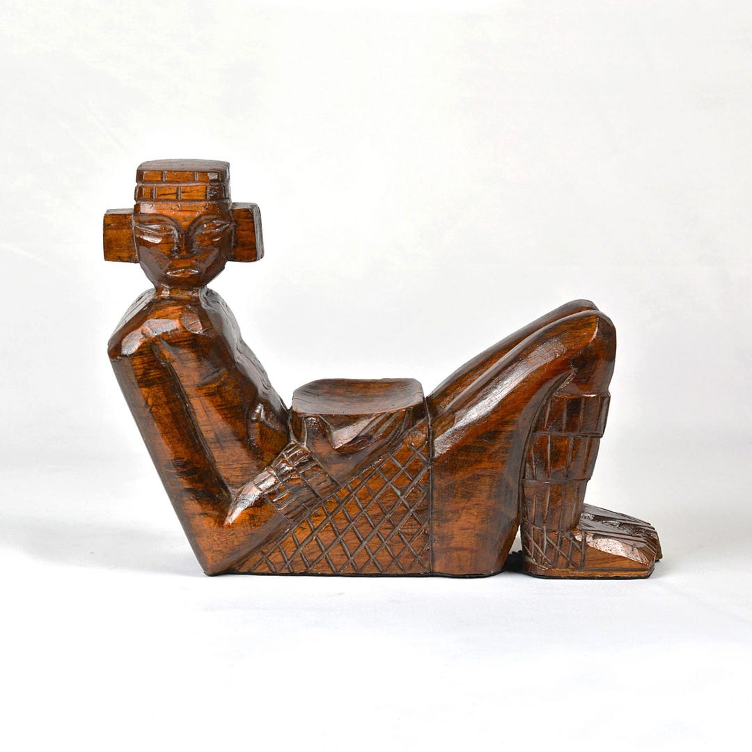 Vintage Hand Carved Wooden Pre-columbian Mesoamerican Aztec/mayan Chac ...