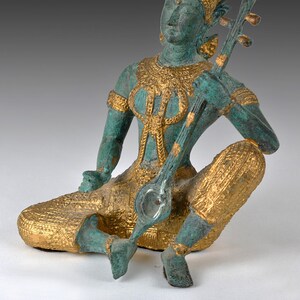 Vintage Cast Metal Thai Musician Statue Prince Pra Apai Manee Playing a ...