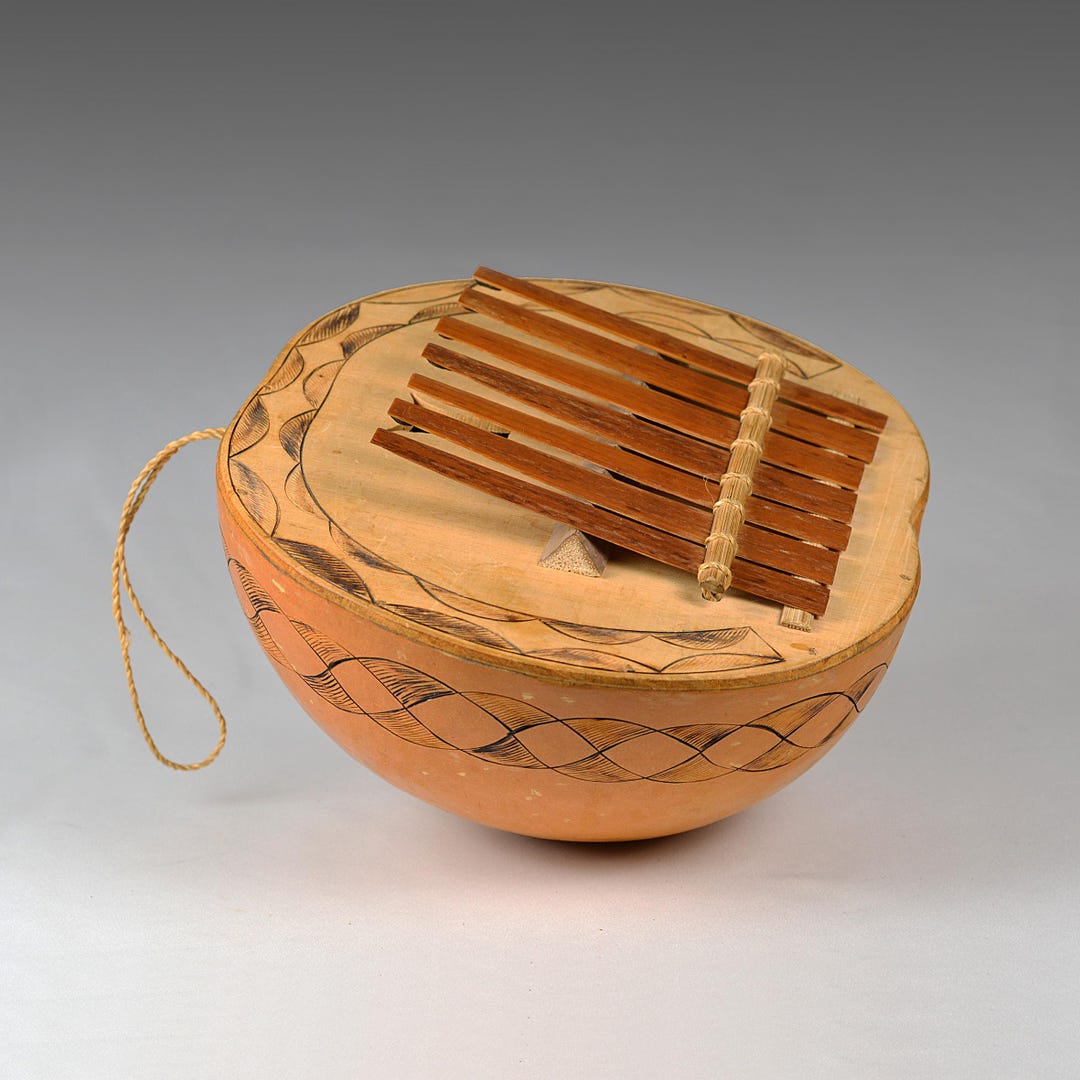 Large Vintage African Folk Instrument Handmade Wood and Gourd Kangaba ...