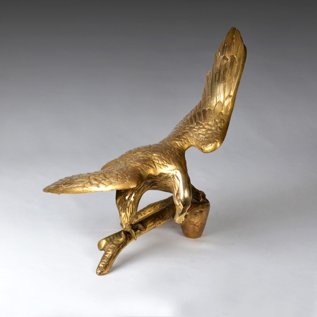 Vintage Cast Brass Statue Eagle on Branch Made in Korea Circa 1970s 13 ...