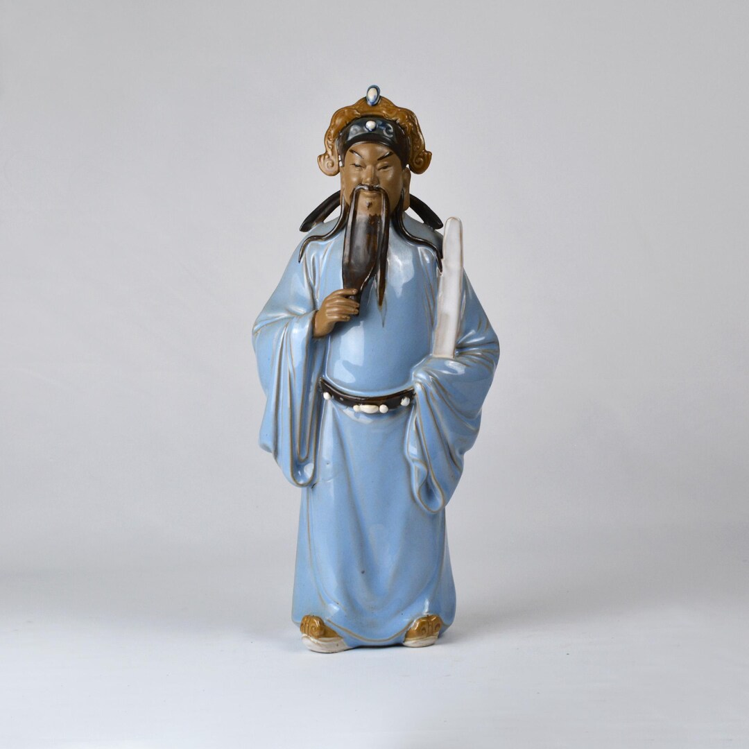 Vintage Chinese Shiwan Mudman Luxing (one of Sanxing) the Deity of Prosperity, Rank, and ...