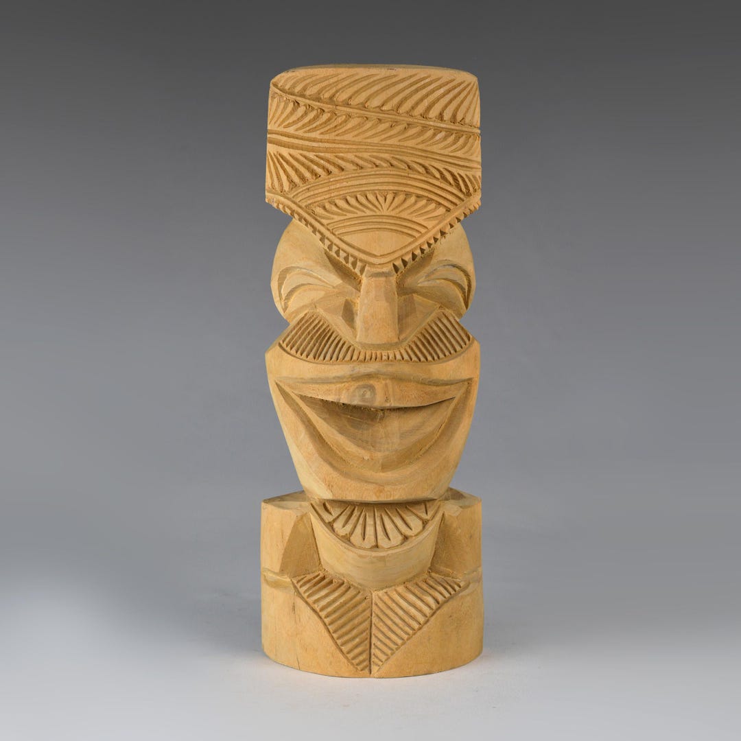 Vintage Hand Carved Wood Tiki Totem - Polynesian Tribal Art (13”/33cm ...