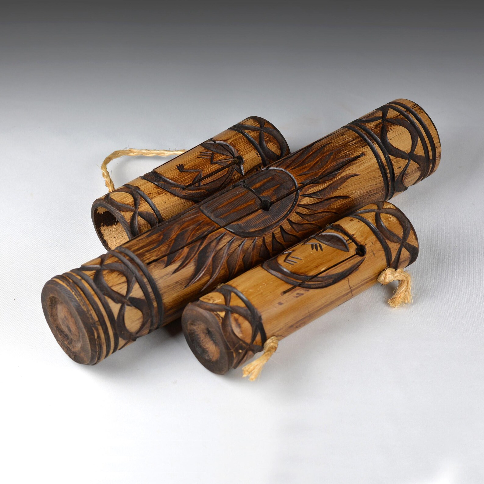 Vintage Bamboo Teponaztli Drum Slit Drum: Mesoamerican Folk Instrument ...