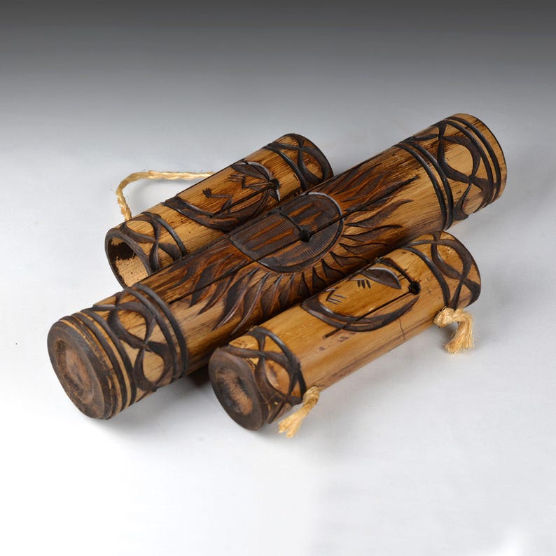 Vintage Bamboo Teponaztli Drum Slit Drum: Mesoamerican Folk Instrument ...