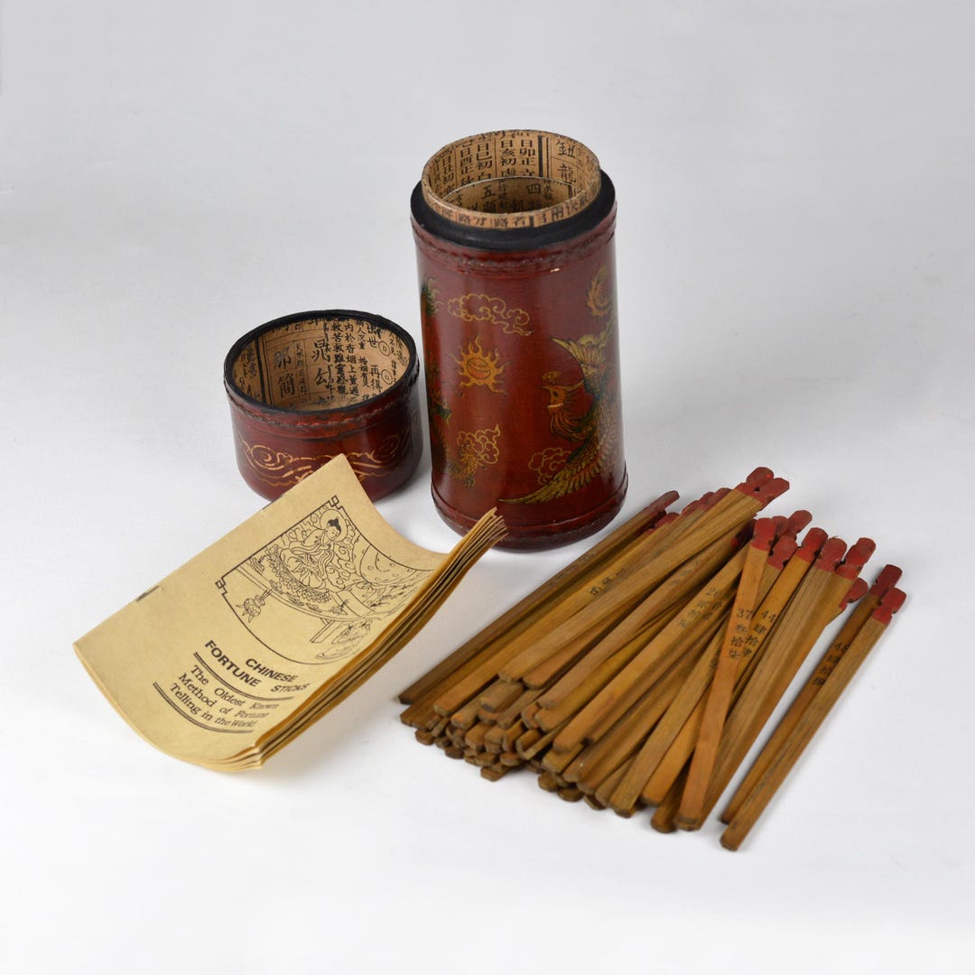 Vintage Chinese Fortune Telling Sticks With Case and Book All 60 Sticks ...