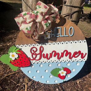 Wooden Door Hanger, Front Door Decor, Strawberry Summer Sign, Laser Cut ...
