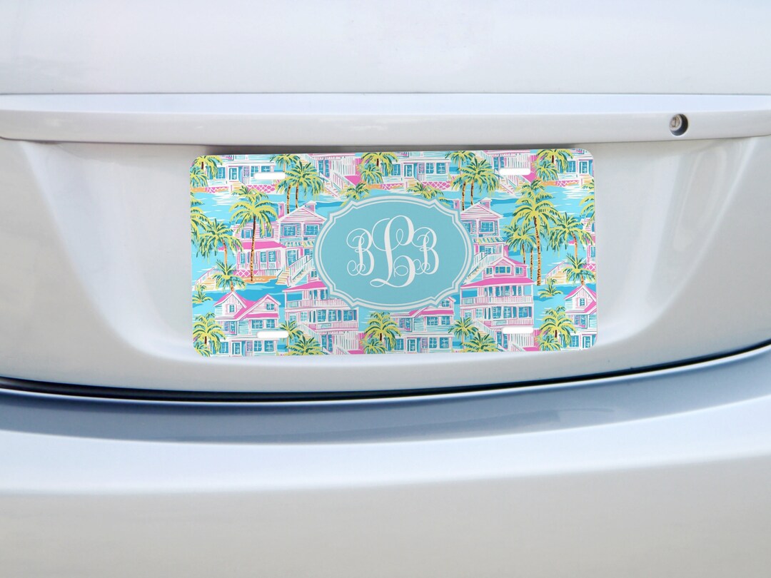 Coastal Custom Car Tag, Car Accessories, Preppy Personalized License ...