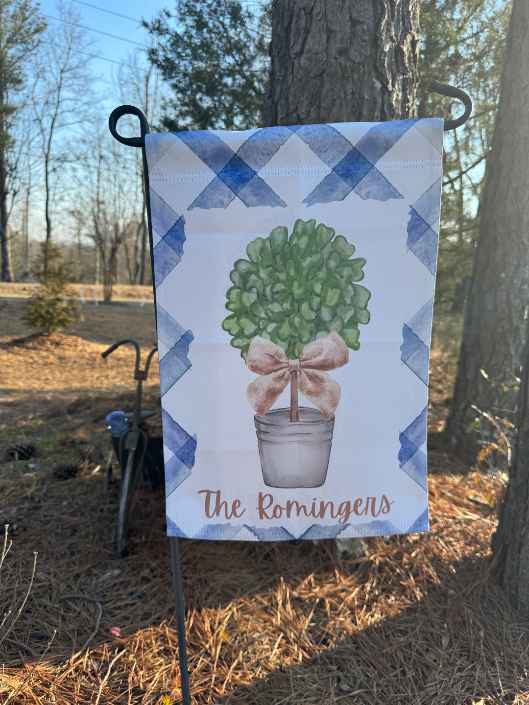 Personalized Garden Flag, Topiary Garden Decor, Camper Decor, Family ...