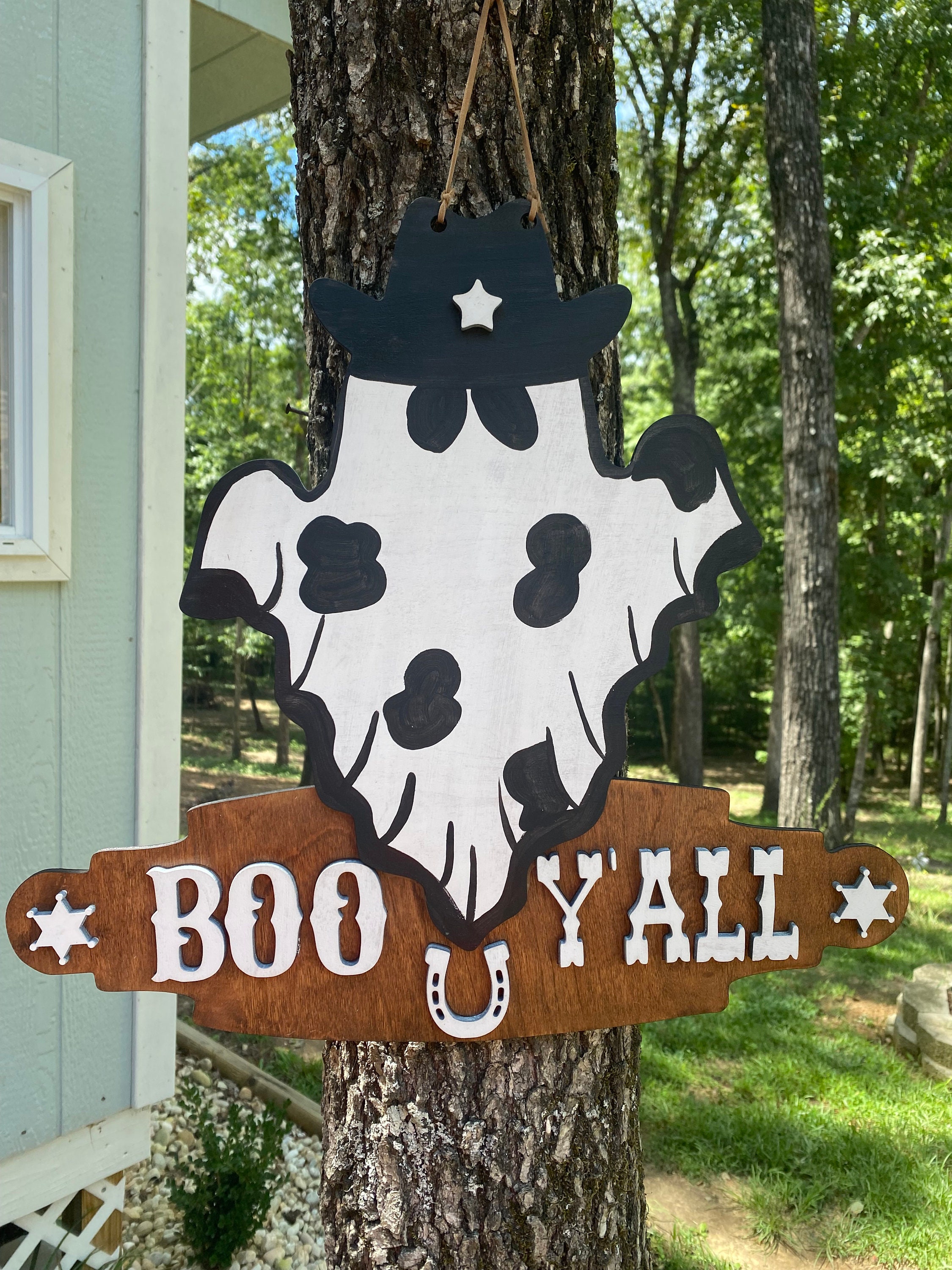 Halloween Door Hanger Boo Y'all Cowboy Ghost Door Hanger - Etsy