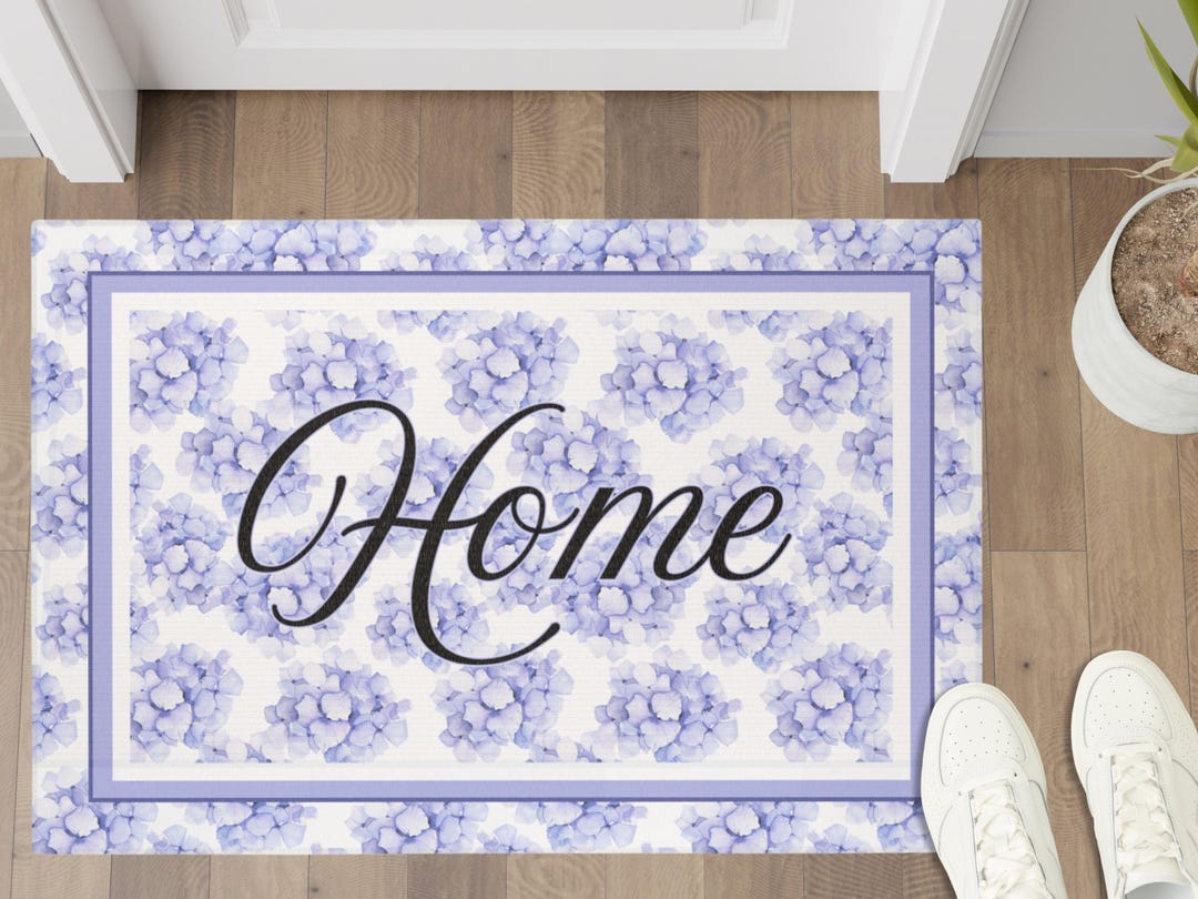 Botanical Rug, Hydrangeas Area Rug, French Country Coquette Floral ...